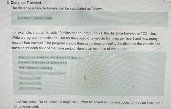Solved 6. Distance Traveled The distance a vehicle travels | Chegg.com