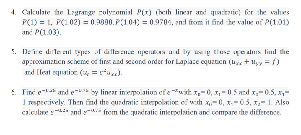 1.Calculate the Lagrange polynomial 𝑃(𝑥) (both | Chegg.com