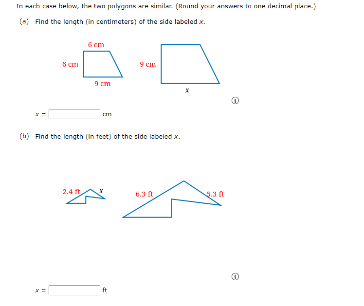 Solved In each case below, the two polygons are similar. | Chegg.com