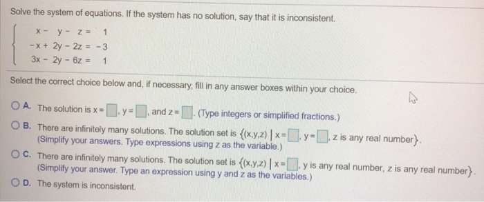 Solved Solve the given system of equations. If the system | Chegg.com