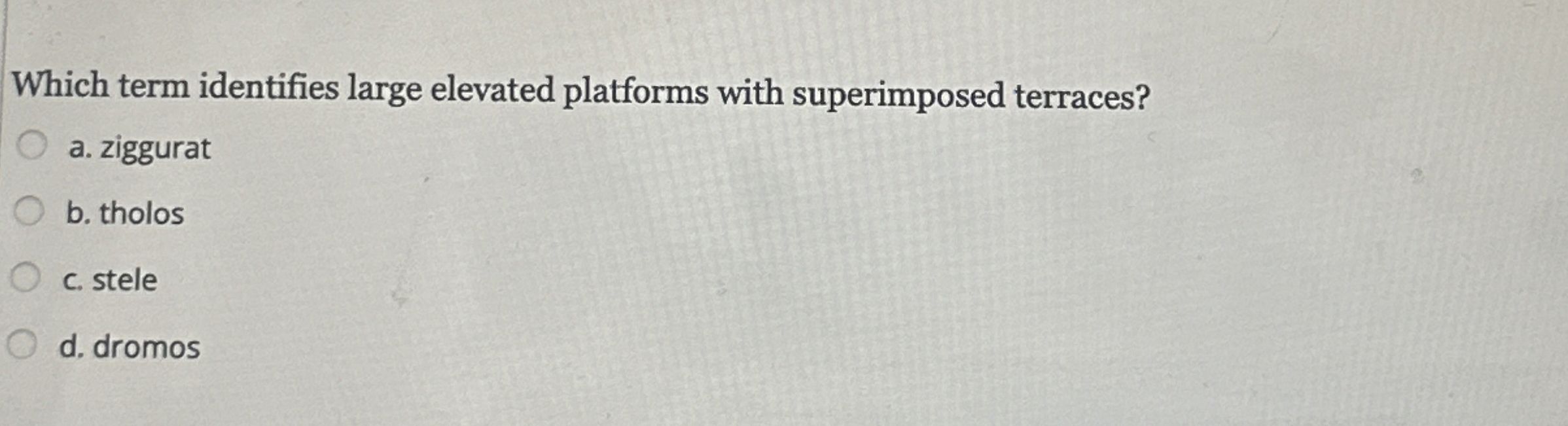 Solved Which term identifies large elevated platforms with | Chegg.com