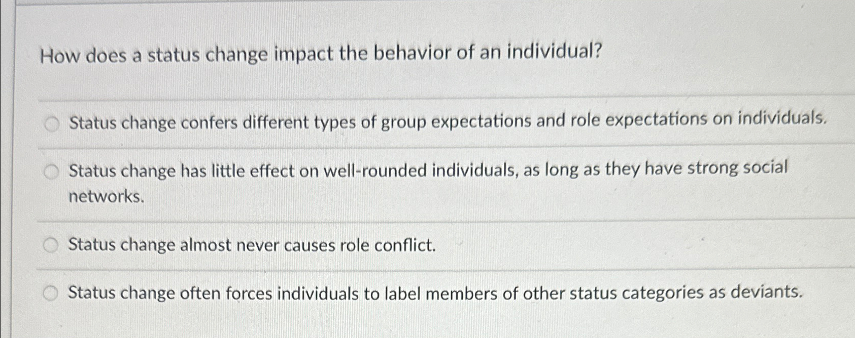 Solved How does a status change impact the behavior of an | Chegg.com