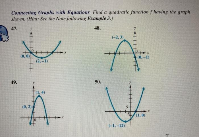 Solved Connecting Graphs with Equations Find a quadratic | Chegg.com