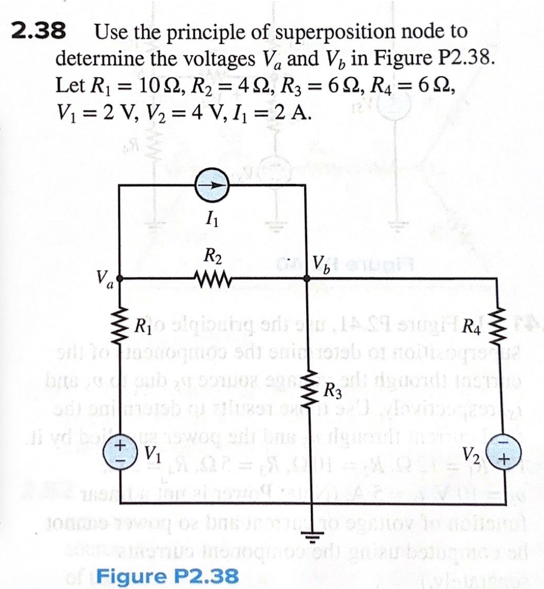 2.38 ﻿Use the principle of superposition node to | Chegg.com