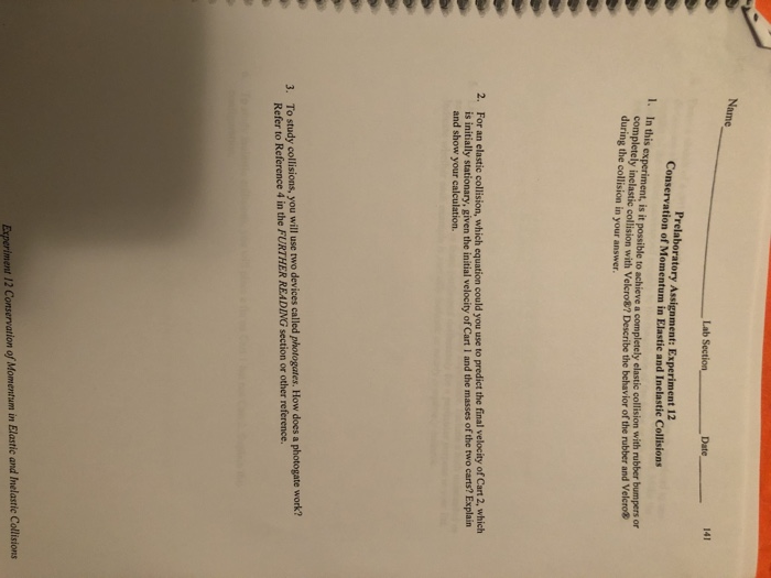 Solved Name , Lab Section 14 Date Prelaboratory Assignment: | Chegg.com