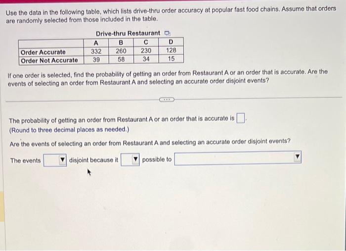 Solved Use the data in the following table, which lists | Chegg.com