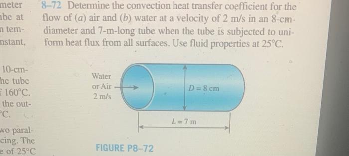 Solved 8-72 Determine the convection heat transfer | Chegg.com