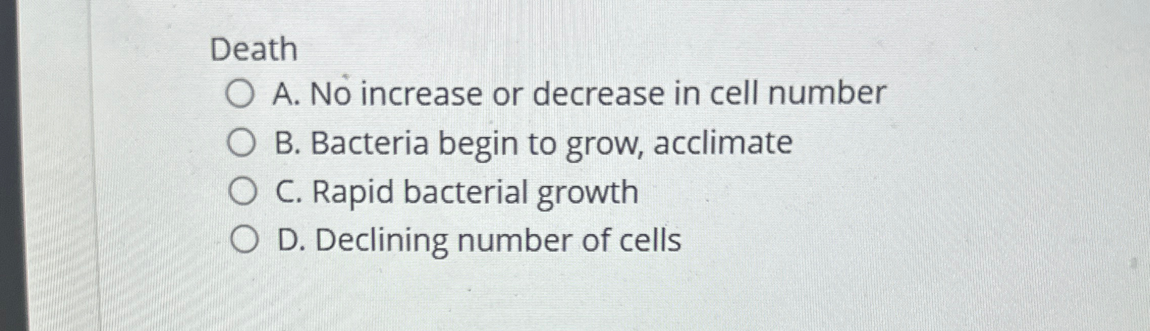 Solved DeathA. ﻿No increase or decrease in cell numberB. | Chegg.com