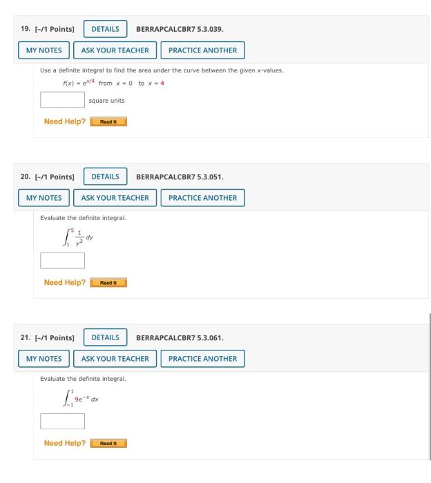 Solved 19. (-/1 Points DETAILS BERRAPCALCBR7 5.3.039. MY | Chegg.com