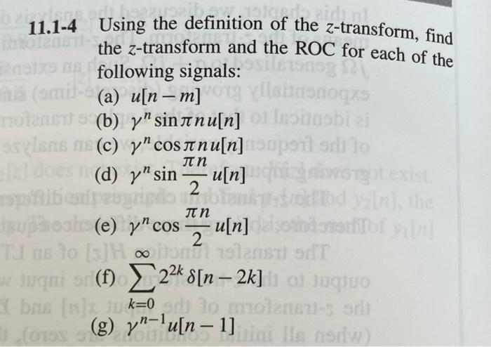 Solved 1.4 Using the definition of the z-transform, find the | Chegg.com