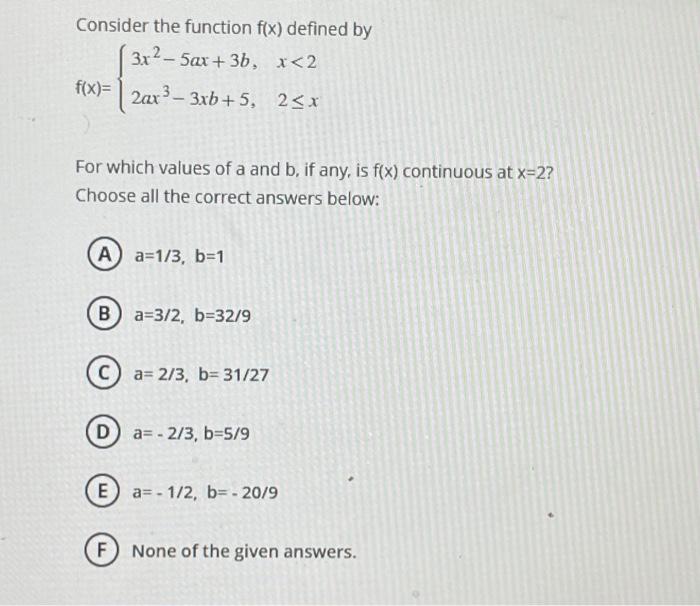 Solved Consider The Function F X Defined By