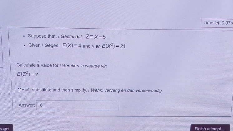 Solved Time left 0:07:Suppose that: / ﻿Gestel dat: | Chegg.com