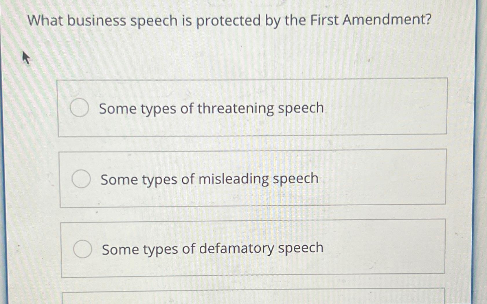 Solved What business speech is protected by the First | Chegg.com