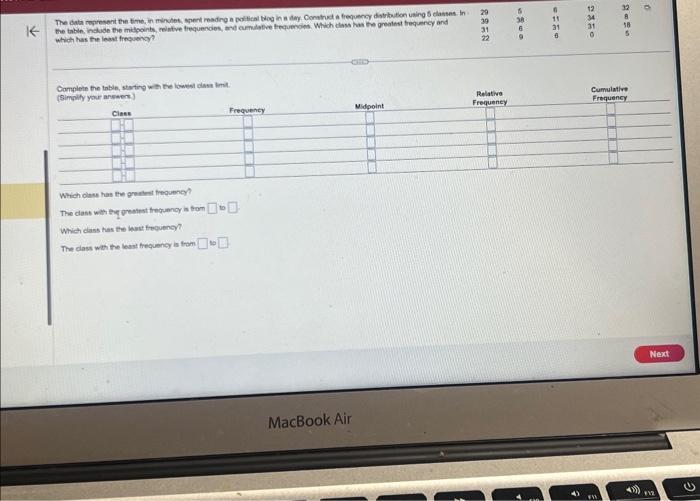 Solved the bablh, indude the midpoints, reintve frequencies, | Chegg.com