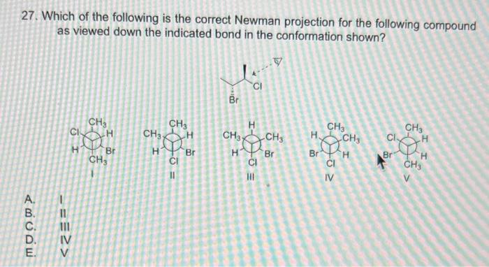 Solved 27. Which of the following is the correct Newman | Chegg.com