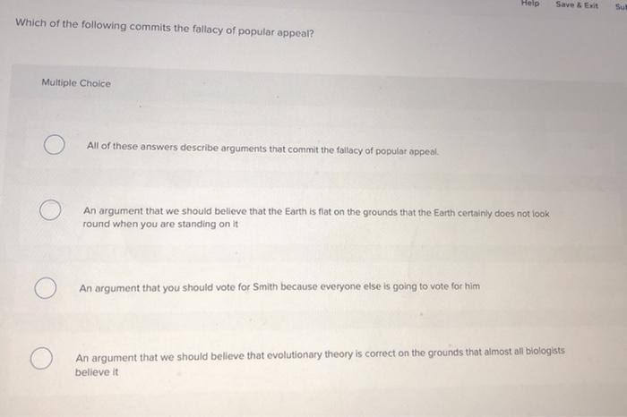 Solved Help Su Which of the following commits the fallacy of | Chegg.com