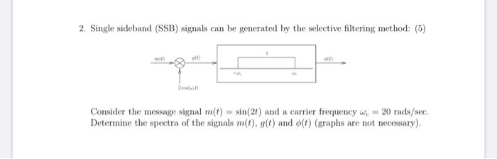 Solved 2. Single sideband (SSB) signals can be generated by | Chegg.com
