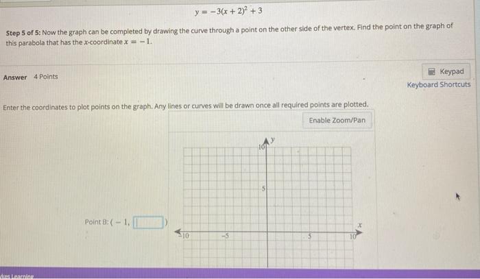 Solved y = -3(x + 2)2 + 3 Step 5 of 5: Now the graph can be | Chegg.com