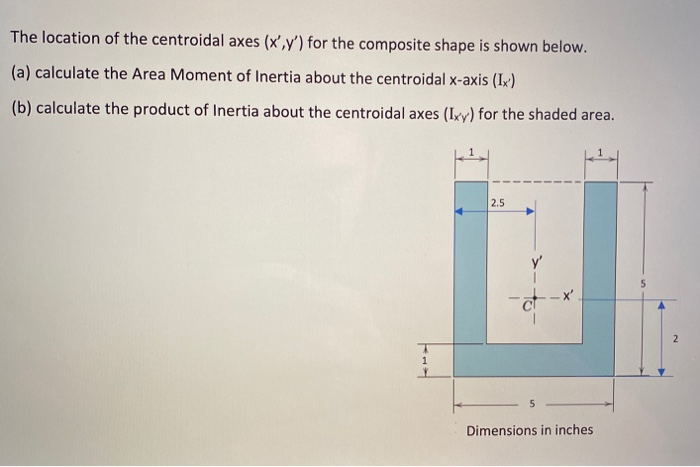 Solved The location of the centroidal axes (x,y') for the | Chegg.com