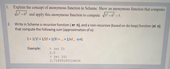 1. Explain the concept of anonymous function in | Chegg.com