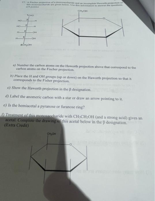 Solved a) Number the carbon atoms on the Haworth projection | Chegg.com