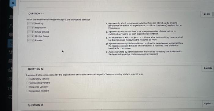 Solved Match the experimentad desion cencest bo the | Chegg.com