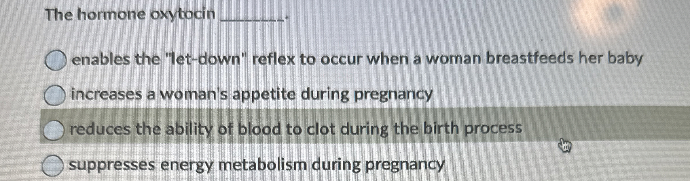 Solved The hormone oxytocin q,enables the "let-down" reflex | Chegg.com