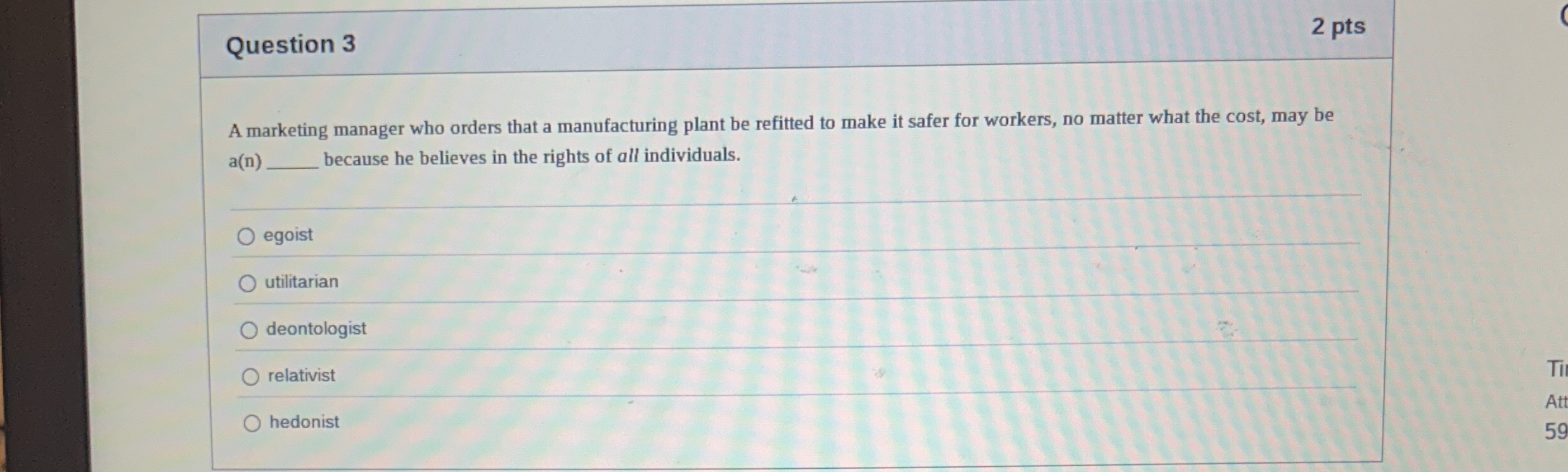 Solved Question 32 ﻿ptsA marketing manager who orders that a | Chegg.com
