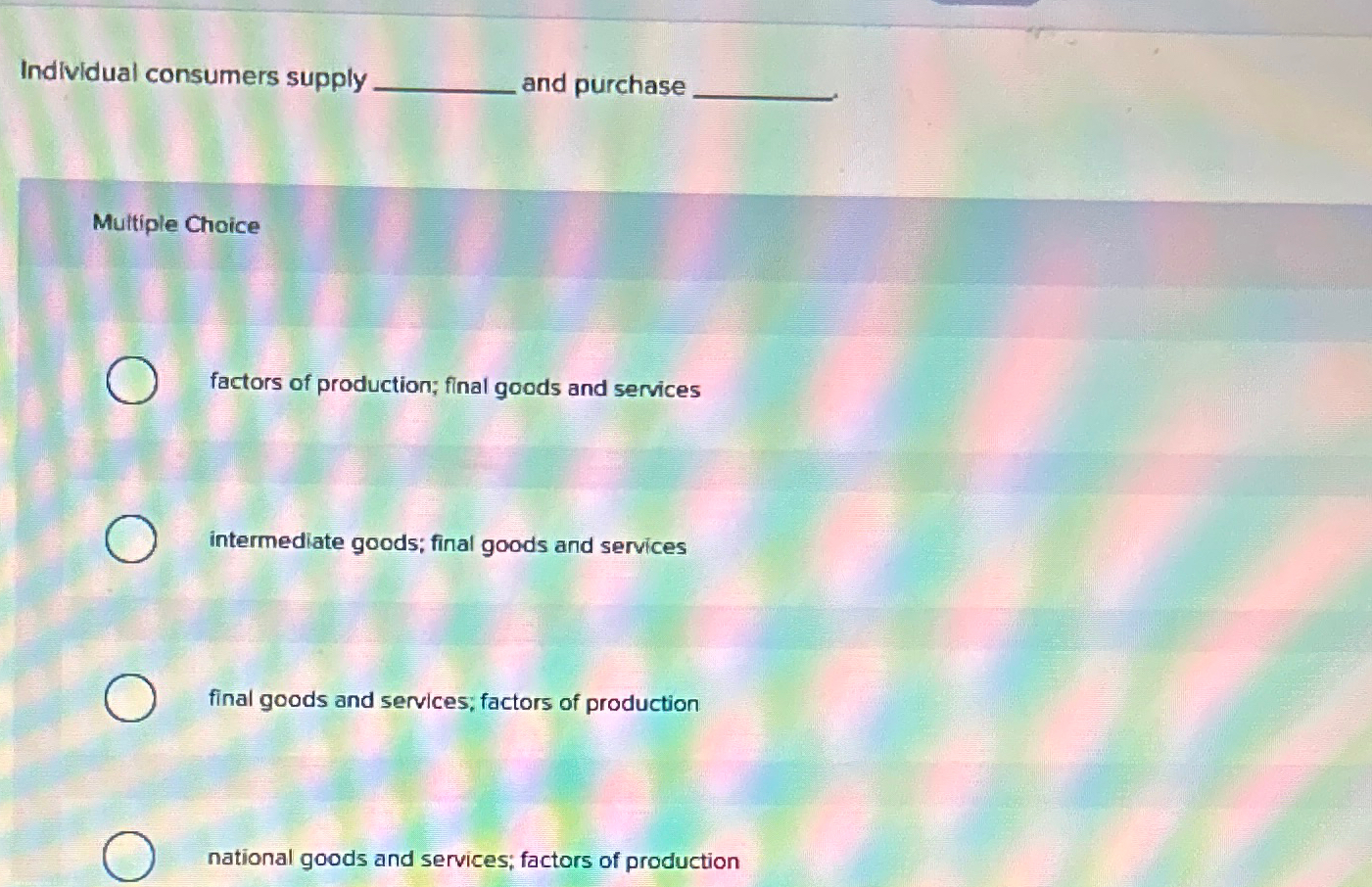 Individual consumers supply and purchaseMuttiple | Chegg.com