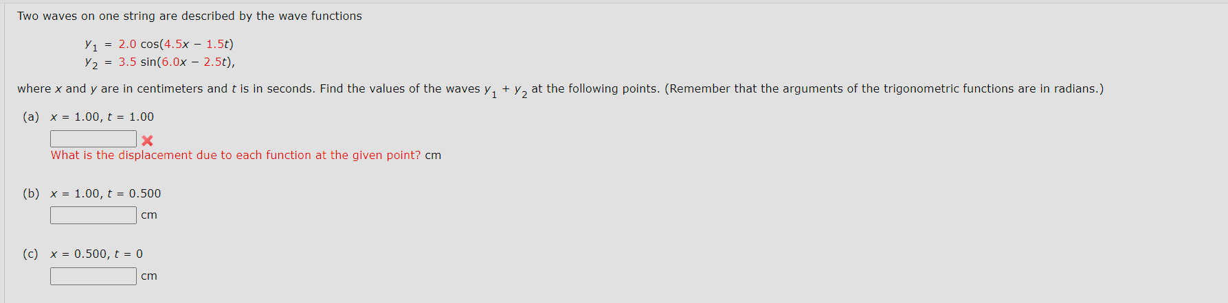 Solved Two waves on one string are described by the wave | Chegg.com