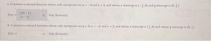 a. Construct a rational function whose only | Chegg.com