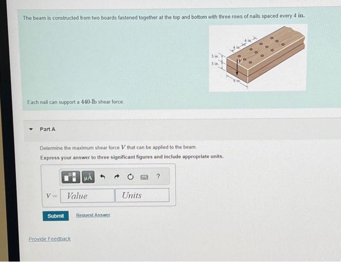 Solved The beam is constructed from two boards fastened | Chegg.com