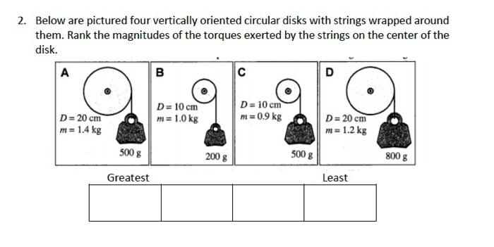 Solved 2. Below are pictured four vertically oriented | Chegg.com