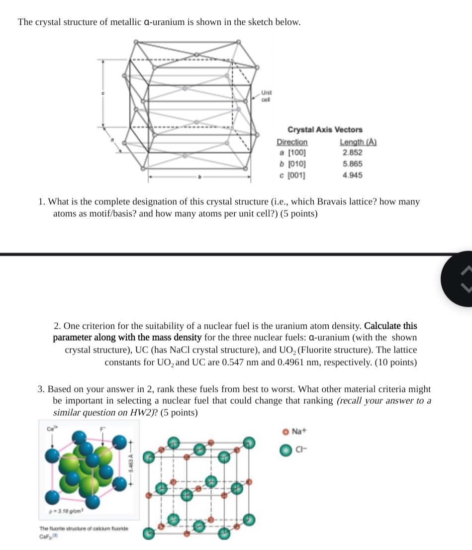 Solved The crystal structure of metallic α-uranium is shown | Chegg.com