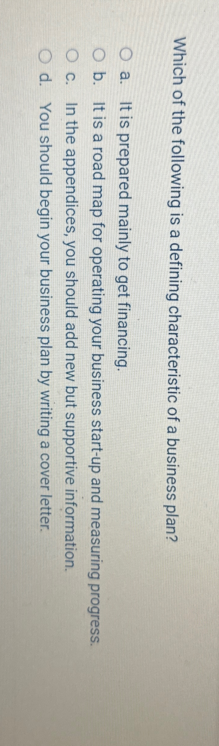 Solved Which of the following is a defining characteristic | Chegg.com