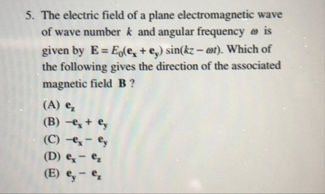 Solved The electric field of a plane electromagnetic wave of | Chegg.com