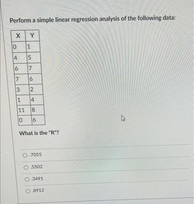 Solved Perform a simple linear regression analysis of the | Chegg.com