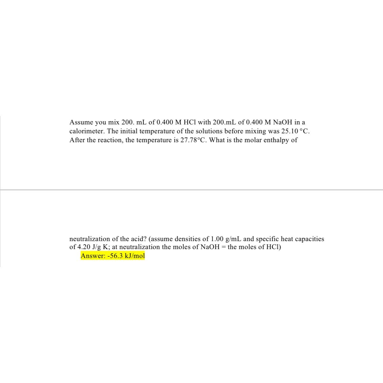 Solved Assume you mix 200.mL ﻿of 0.400MHCl ﻿with 200.mL ﻿of | Chegg.com