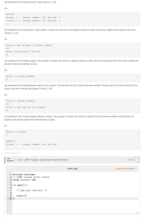 Solved This program will store roster and rating information | Chegg.com