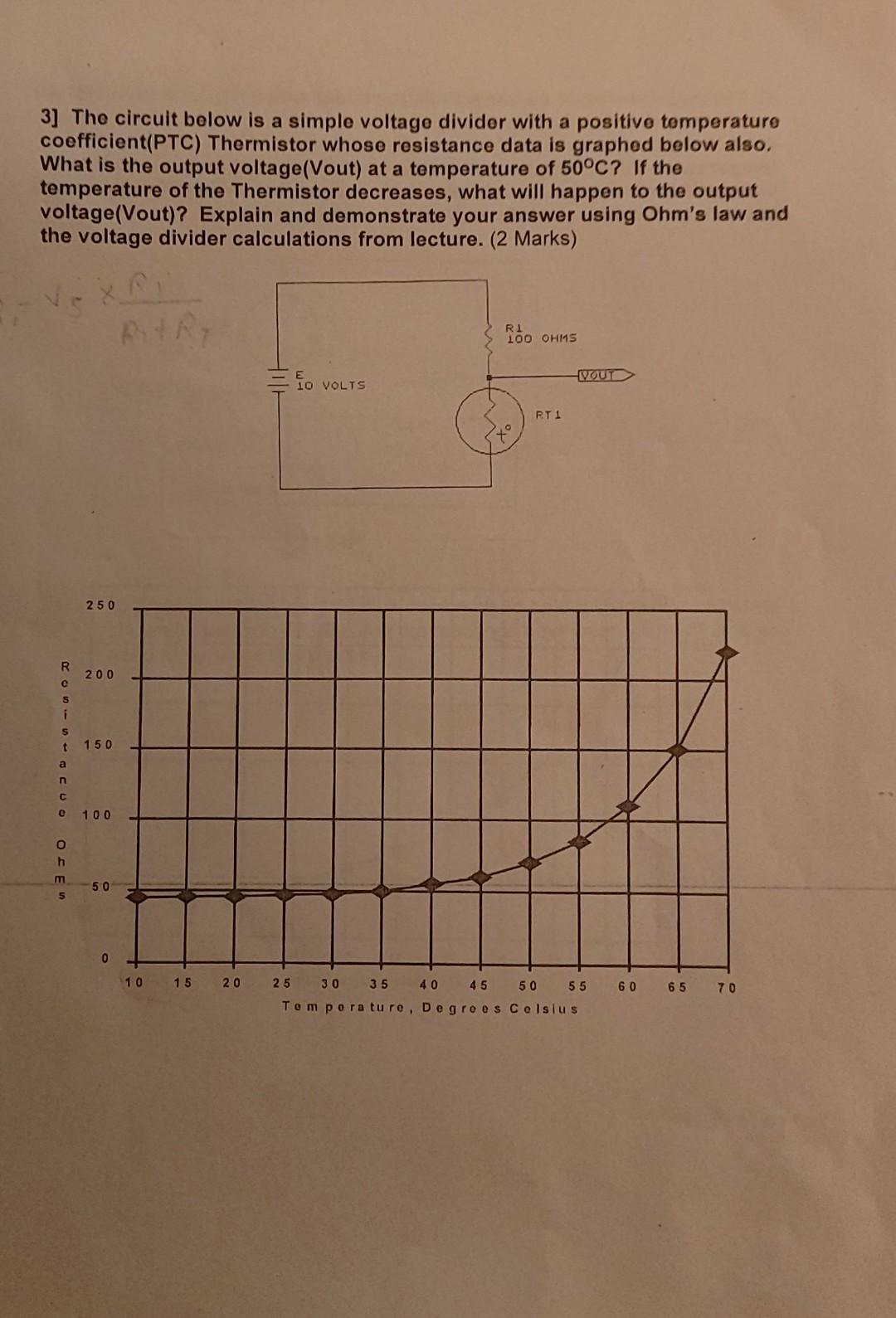 Solved 3] The circuit below is a simple voltage divider with | Chegg.com