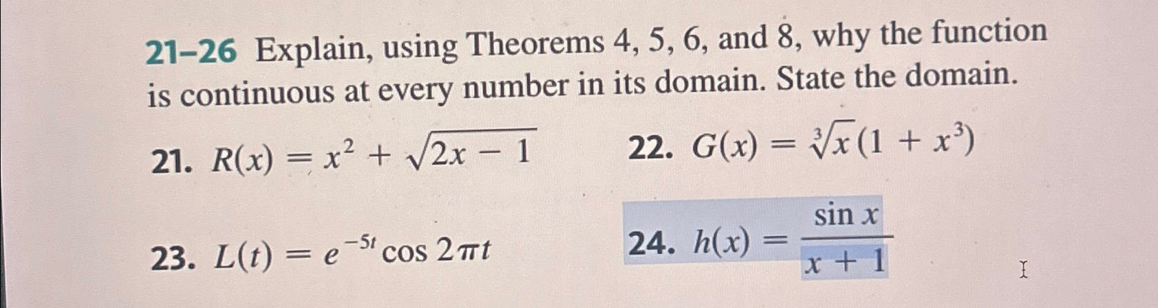 Solved 21-26 ﻿Explain, using Theorems 4, 5, 6, ﻿and 8, ﻿why | Chegg.com