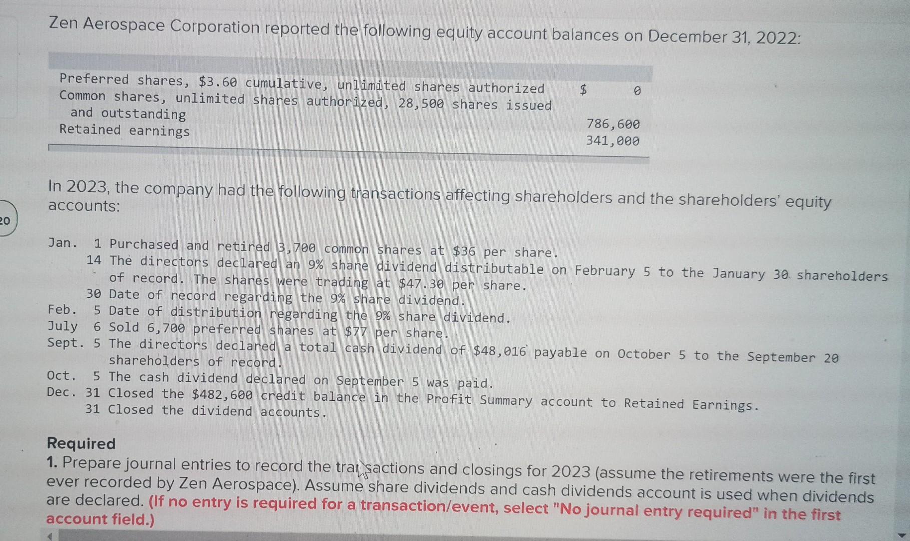 Solved Zen Aerospace Corporation reported the following | Chegg.com