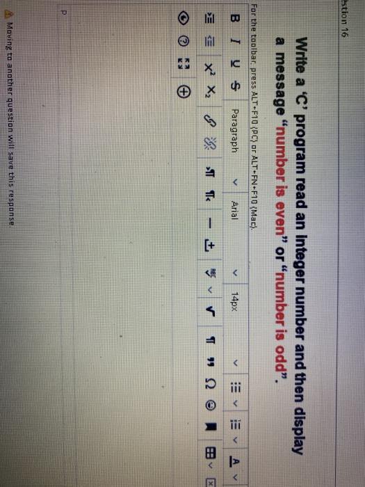 Solved estion 16 Write a 'C' program read an Integer number | Chegg.com