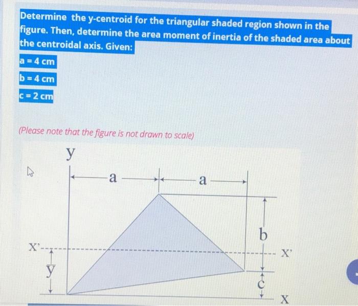 Solved Determine the y-centroid for the triangular shaded | Chegg.com