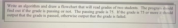 Solved Write An Algorithm And Draw A Flowchart That Will