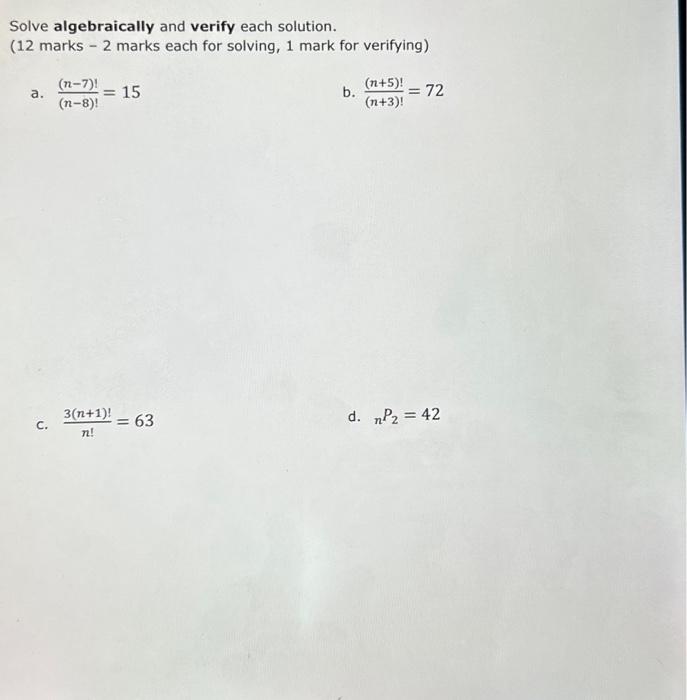 Solved Solve algebraically and verify each solution. (12 | Chegg.com