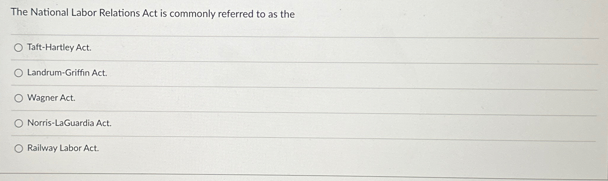 Solved The National Labor Relations Act is commonly referred | Chegg.com