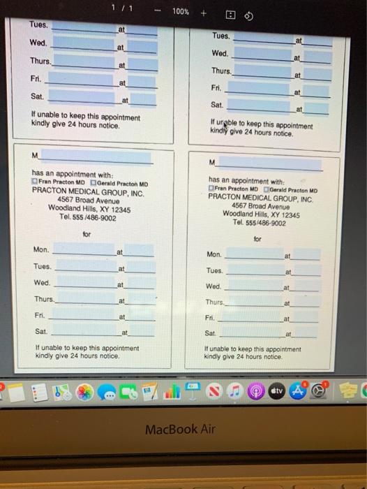 Solved + M M has an appointment with Fran Practon MD Gerald | Chegg.com