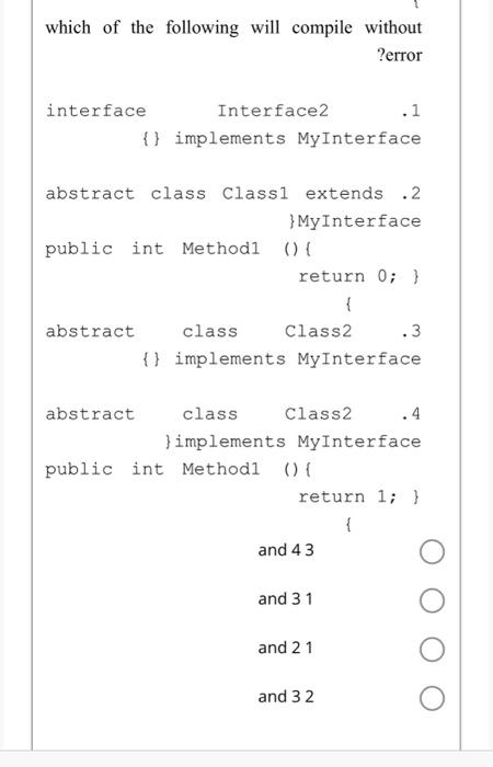 Solved which of the following will compile without ?error | Chegg.com