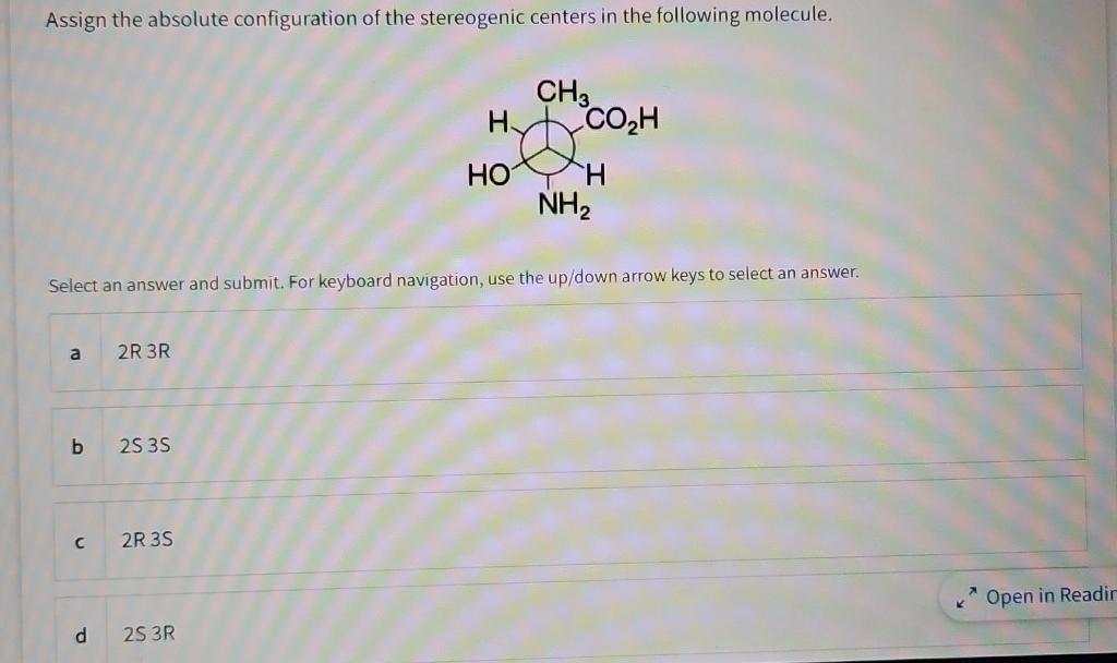 Solved Assign the absolute configuration of the stereogenic | Chegg.com